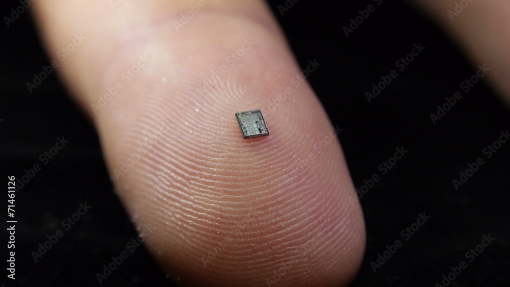 Comparison of the size of the crystal silicon chip with the chip Stock ...