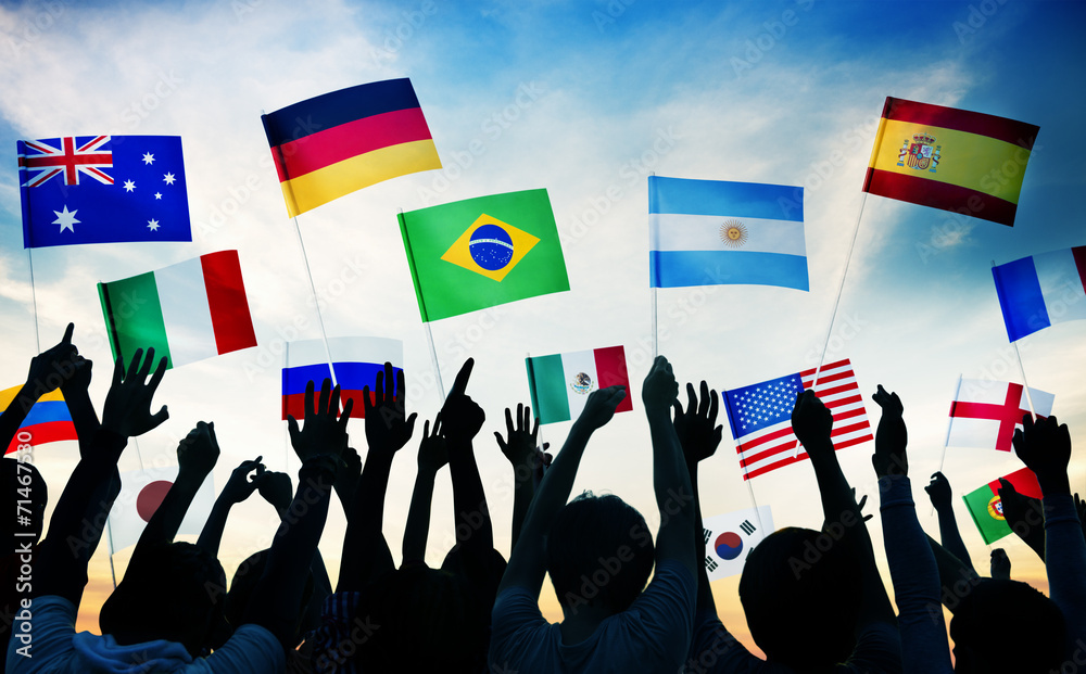 Group of People Waving National Flags Stock Photo | Adobe Stock