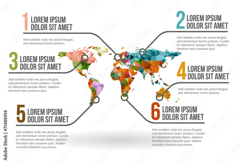 World map infographic, vector illustration Stock Vector | Adobe Stock