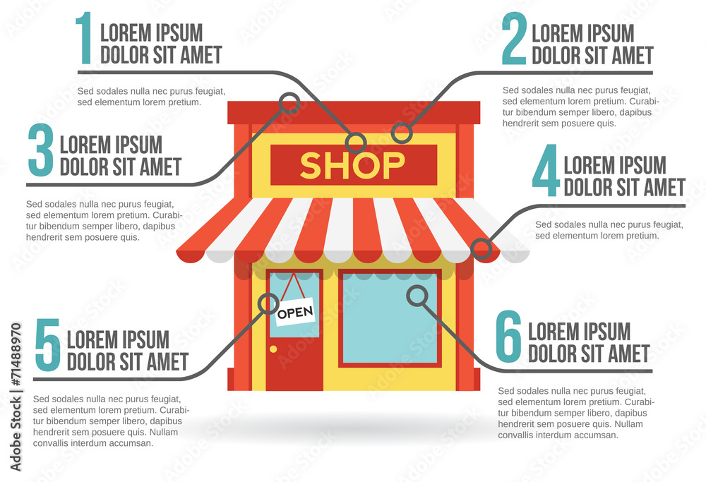 Shop building infographic, vector illustration Stock Vector | Adobe Stock
