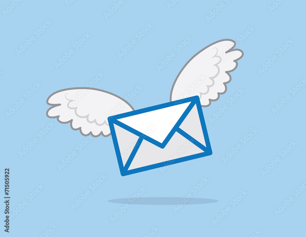 Letter flying through the sky with wings Stock Vector | Adobe Stock