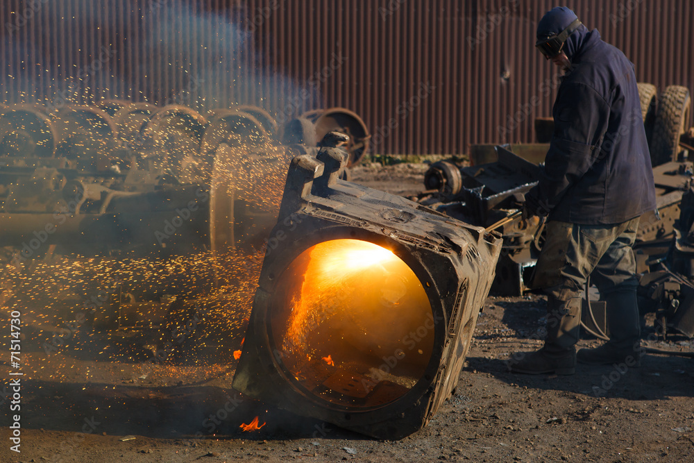 scrap metal gas welding for refining Stock Photo | Adobe Stock