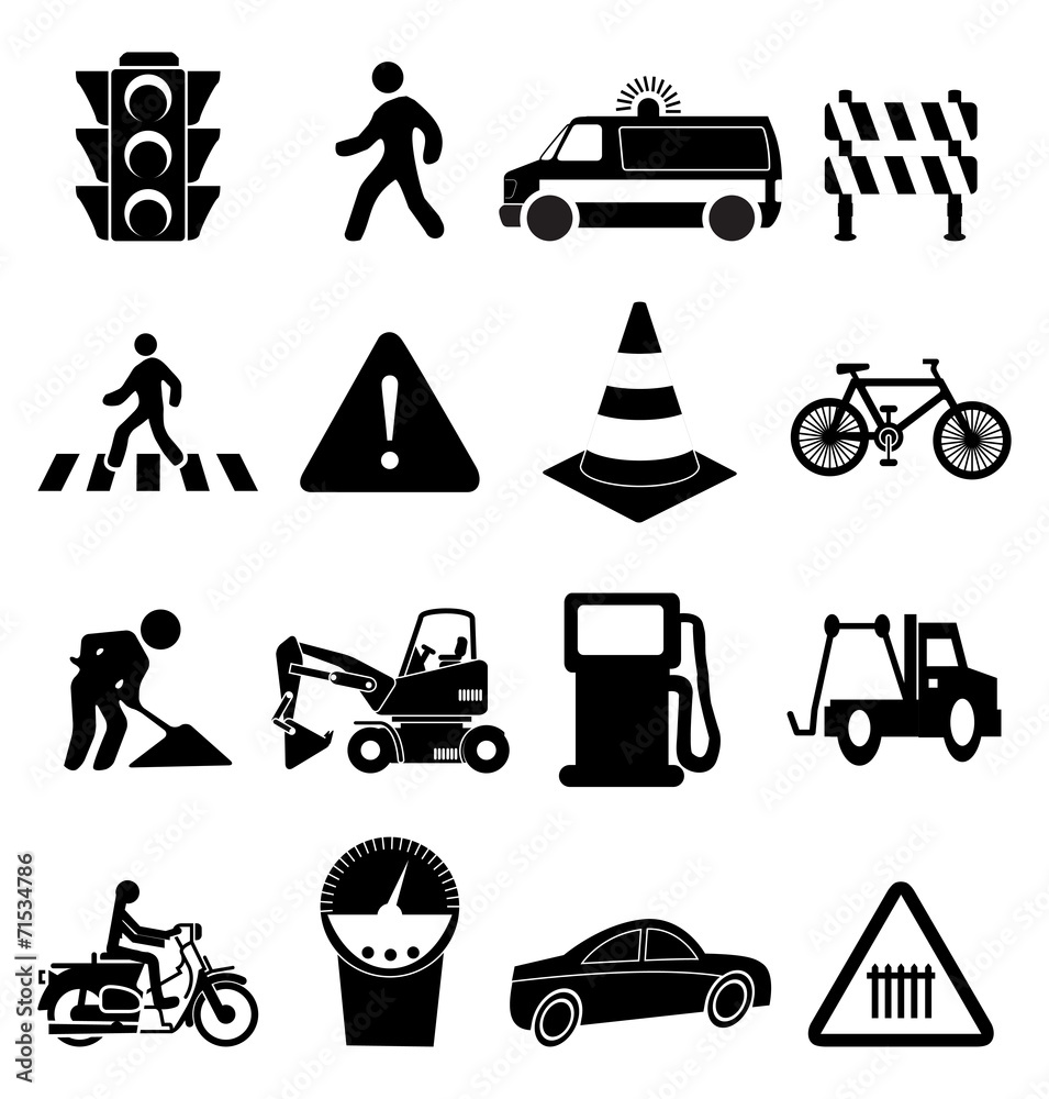 Road Traffic icons set Stock Vector | Adobe Stock