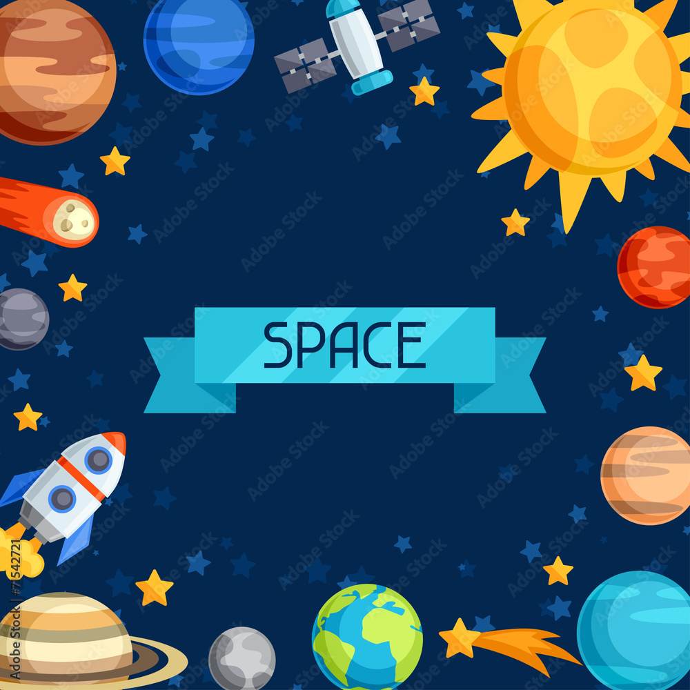 Background of solar system, planets and celestial bodies. Stock Vector ...