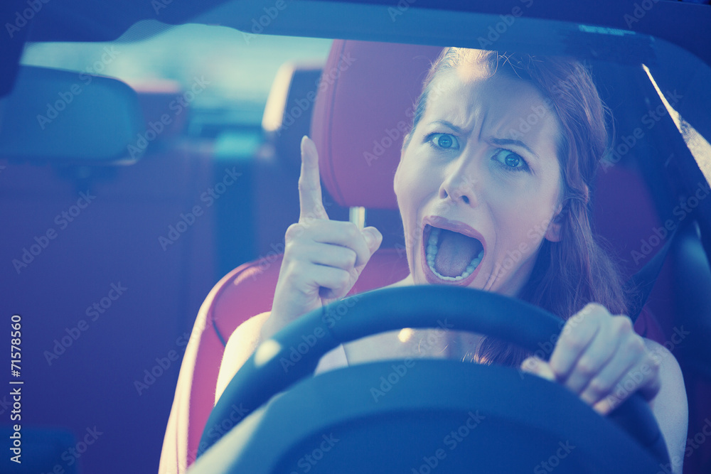 angry aggressive woman driving car screaming Stock Photo | Adobe Stock