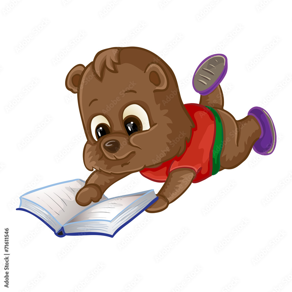 Cute bear reading Stock Vector | Adobe Stock