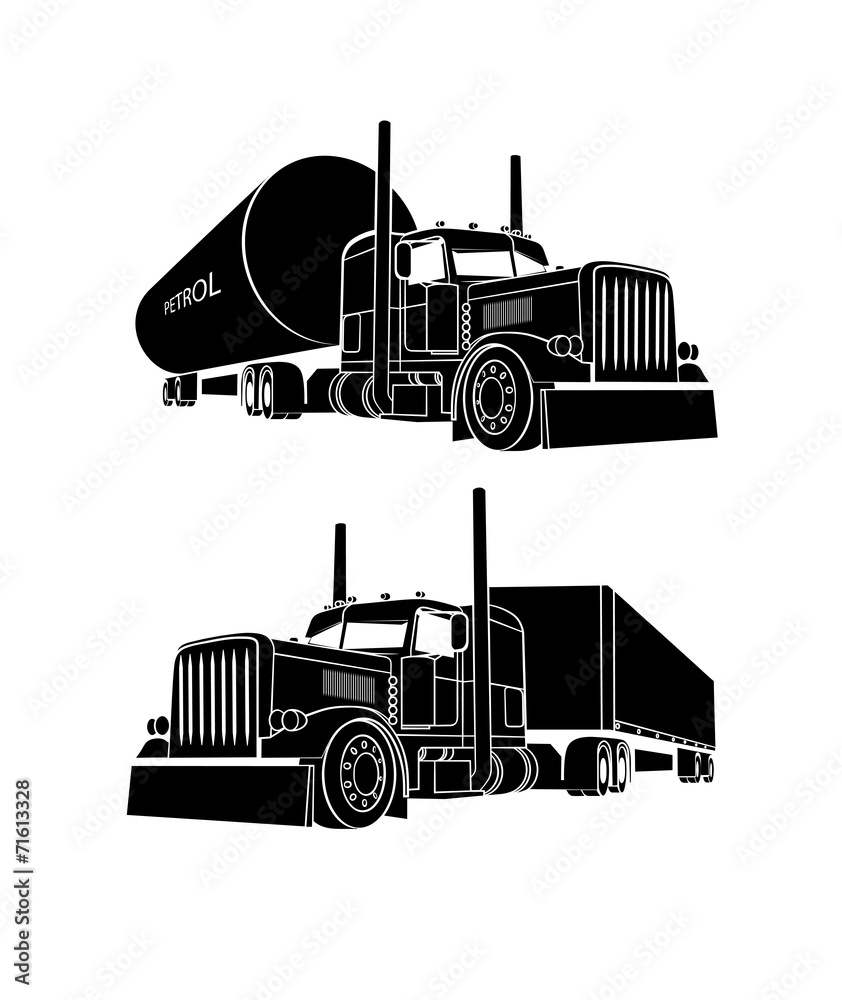 drawing of the truck transporting a load Stock Vector | Adobe Stock