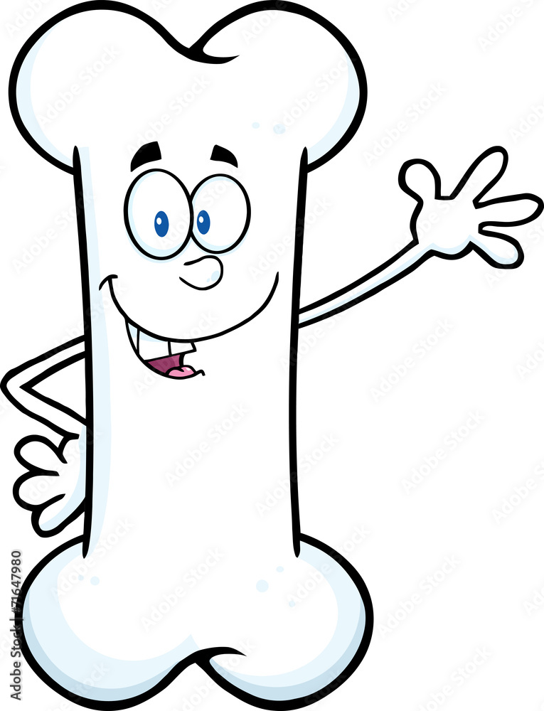 Funny Bone Cartoon Mascot Character Waving Stock Vector | Adobe Stock