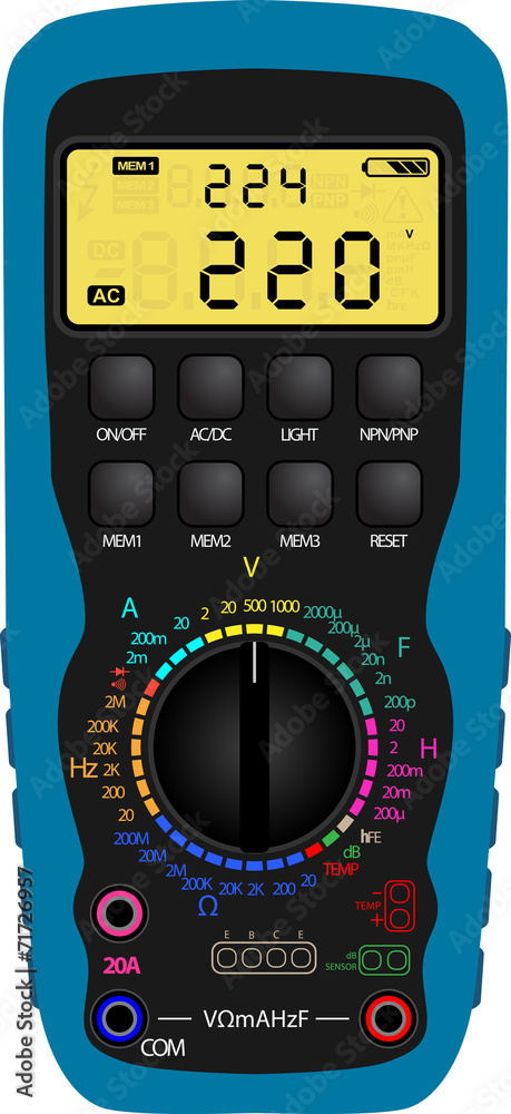 Vector illustration of a digital multimeter Stock Vector | Adobe Stock