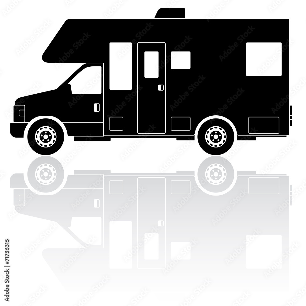 Motorhome Camper Van silhouette vector icon Stock Vector | Adobe Stock