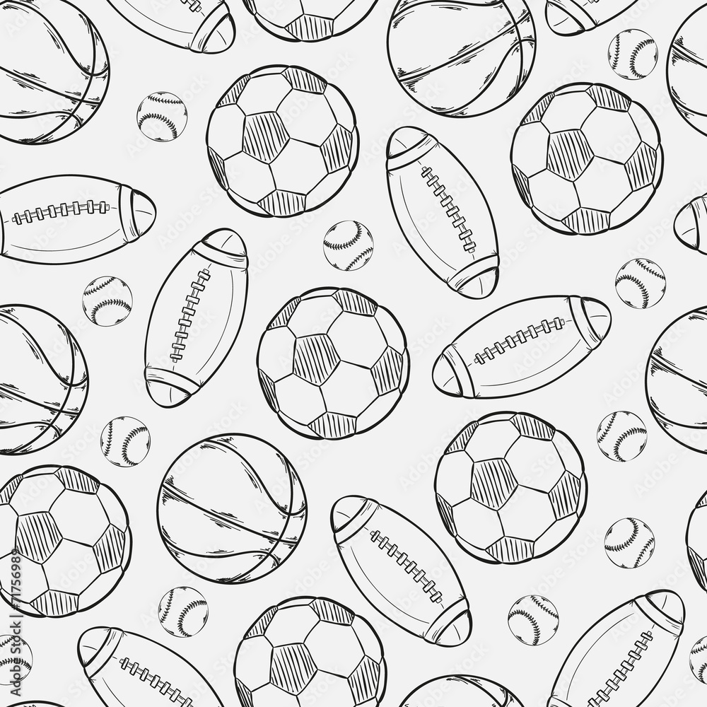 sketch of different balls Stock Vector | Adobe Stock