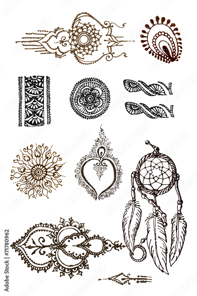 henna patterns on a white background Stock Photo | Adobe Stock