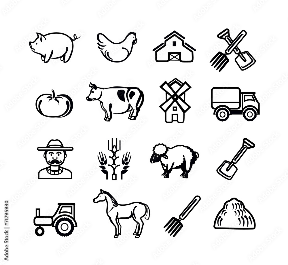 Stock vector farm pictogram icon set Stock Vector | Adobe Stock