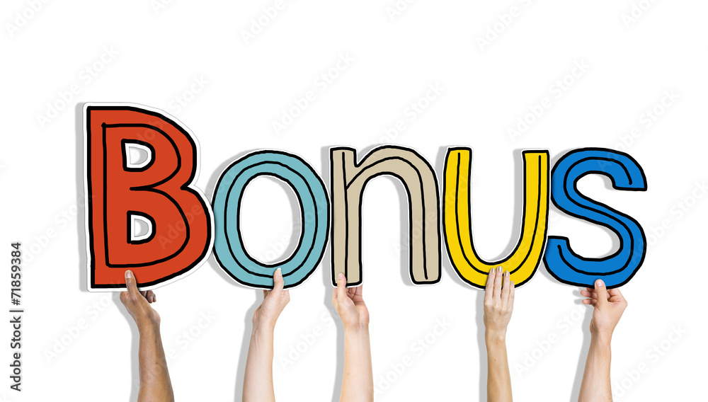 Diverse Hands Holding the Word Bonus Stock Photo | Adobe Stock