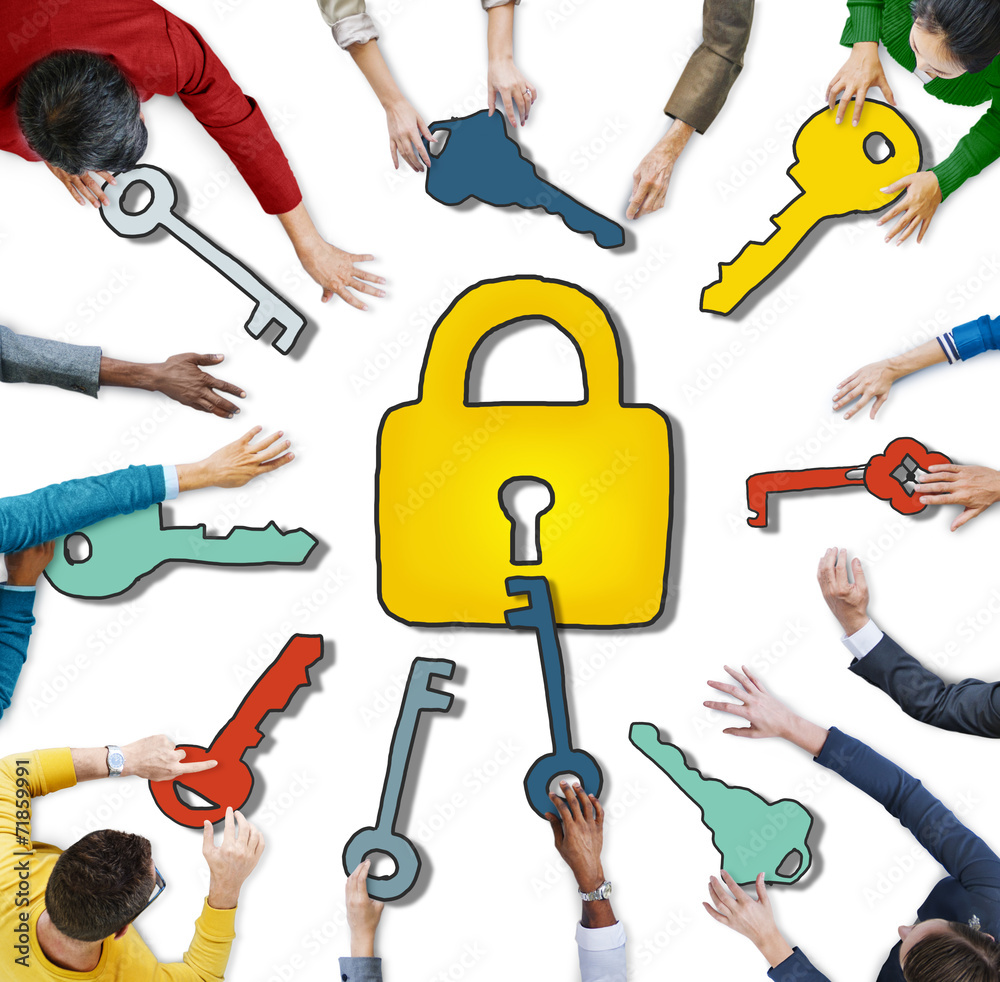 Multiethnic Diverse People with Lock and Keys Stock Photo | Adobe Stock