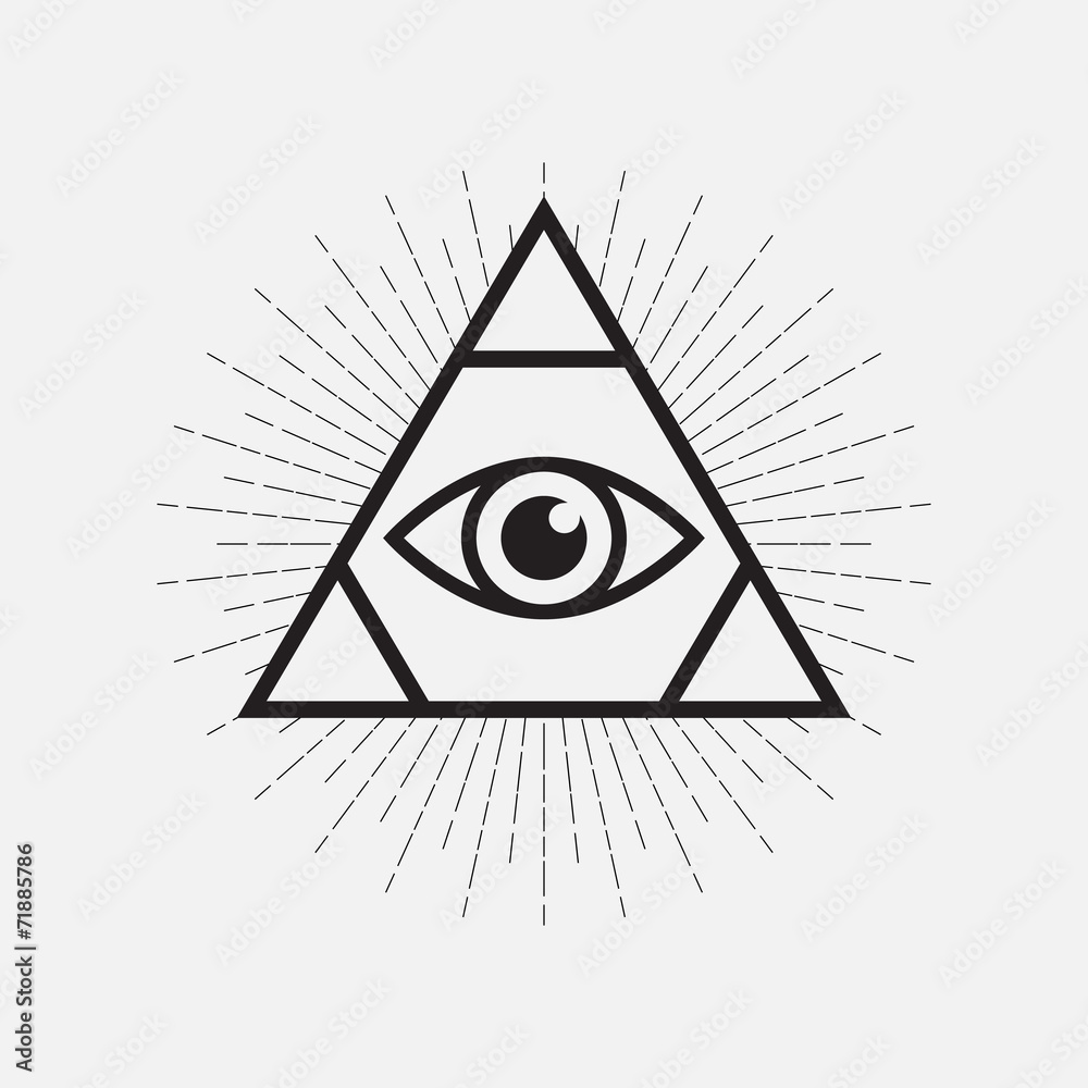 All seeing eye symbol, triangle with rays Stock Vector | Adobe Stock