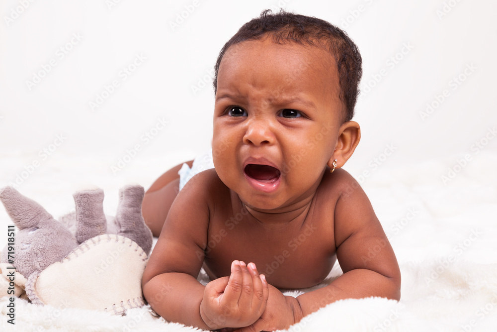 Little african american baby girl crying - Black People Stock Photo ...