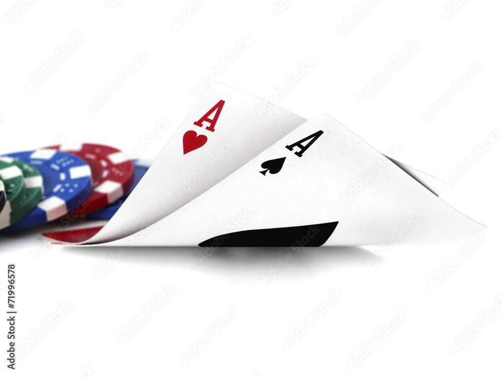 double aces with fiches on white background Stock Photo | Adobe Stock
