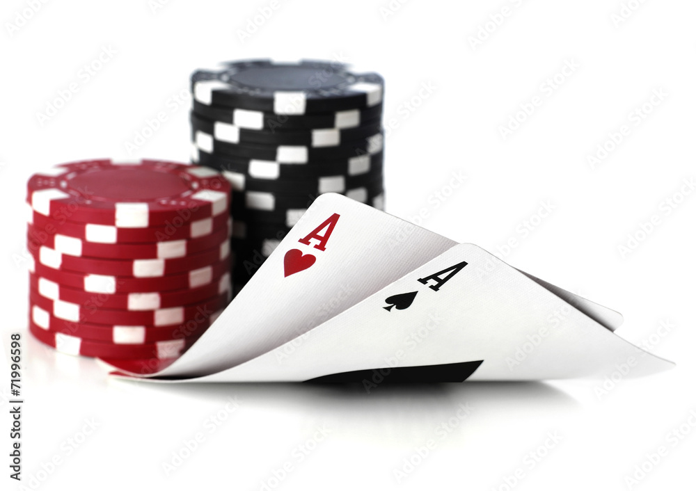 double aces with fiches on white background Stock Photo | Adobe Stock