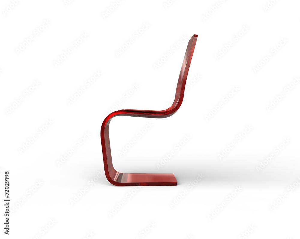 Red plastic chair isolated on white background - side view. Stock ...