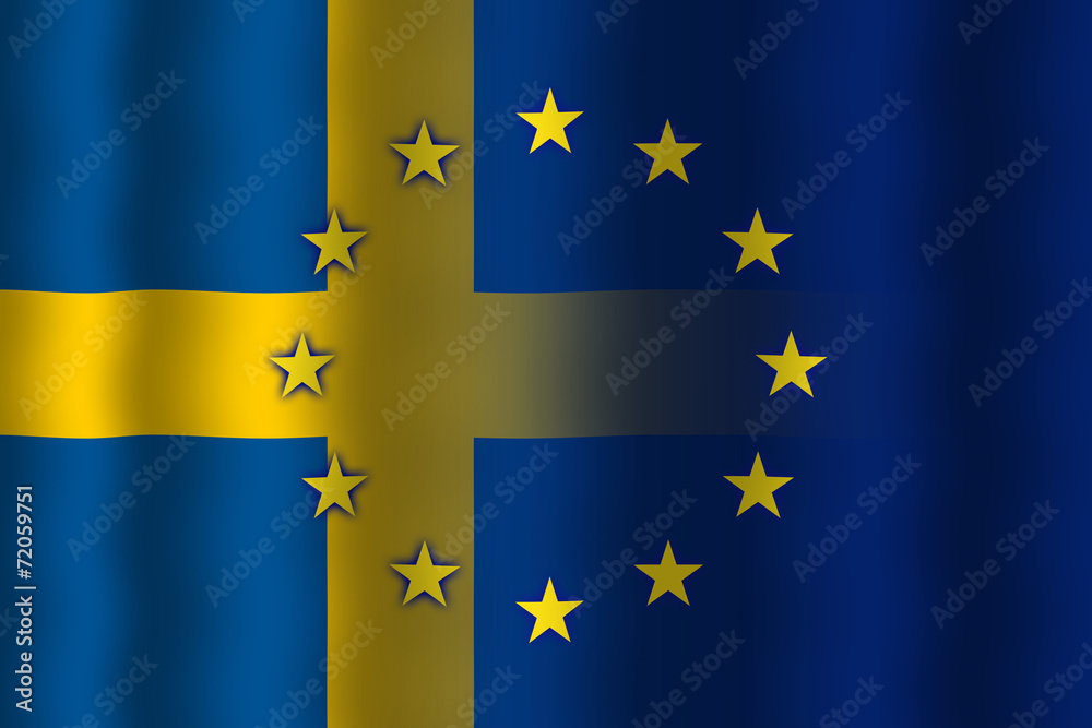 Waving Sweden and European Union Flag Stock-Illustration | Adobe Stock