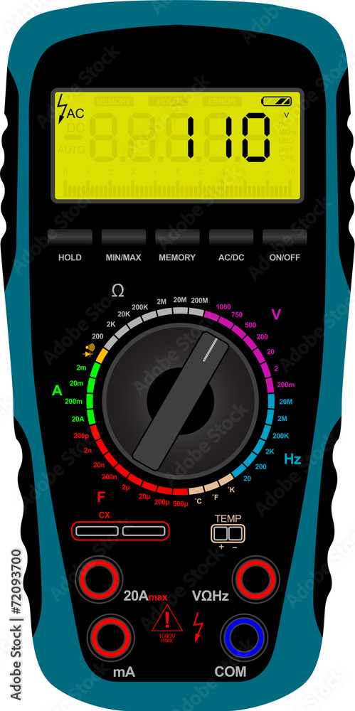 Vector illustration of a digital multimeter Stock Vector | Adobe Stock