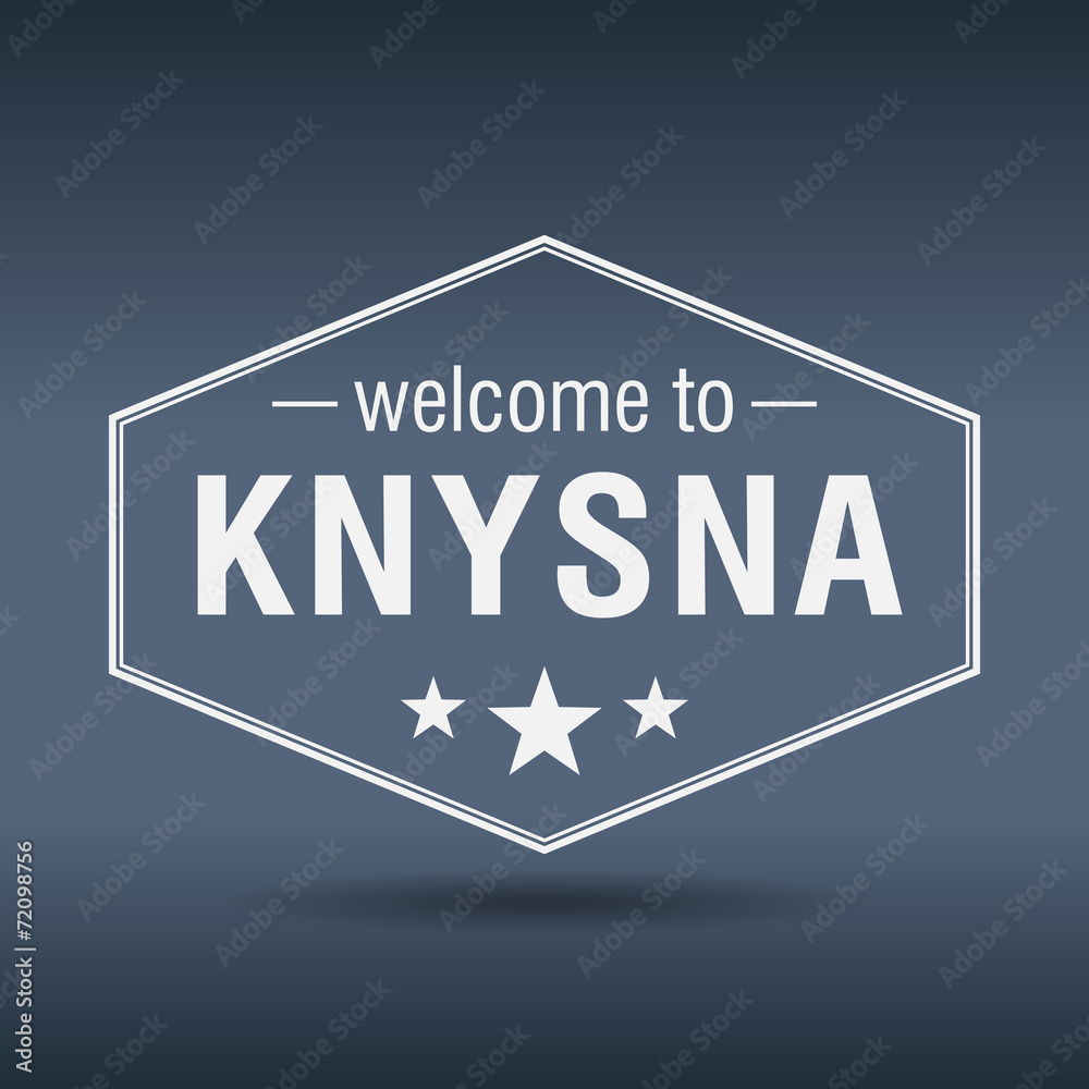 welcome to Knysna hexagonal white vintage label Stock Vector | Adobe Stock