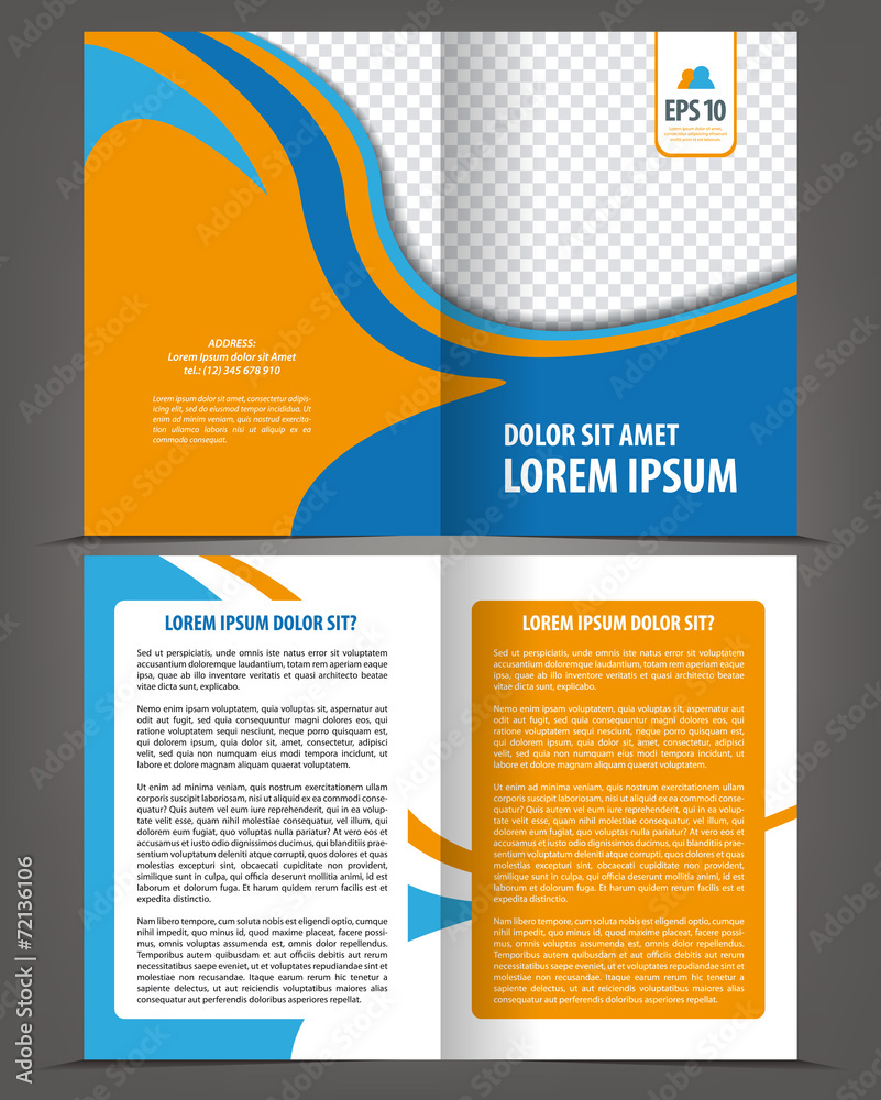 Vector empty bi-fold brochure print template design Stock Vector ...