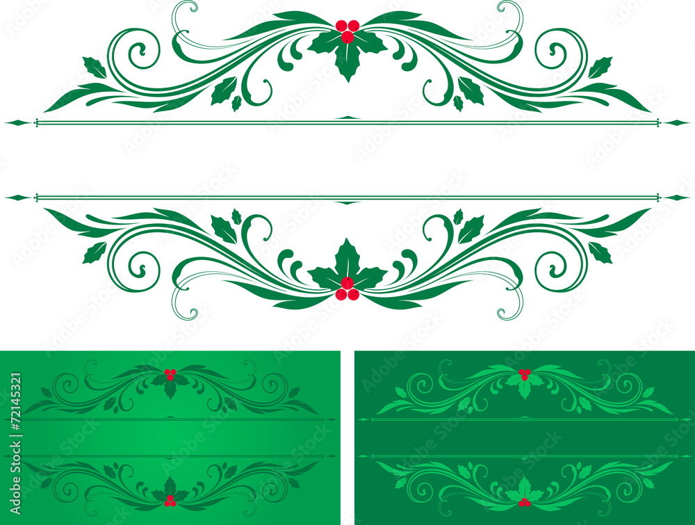Holly Scroll Accent Stock Vector | Adobe Stock