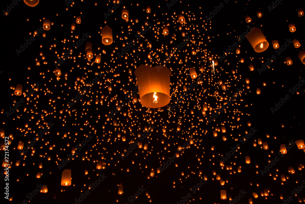 Sky lanterns, Flying Lanterns Stock Photo | Adobe Stock
