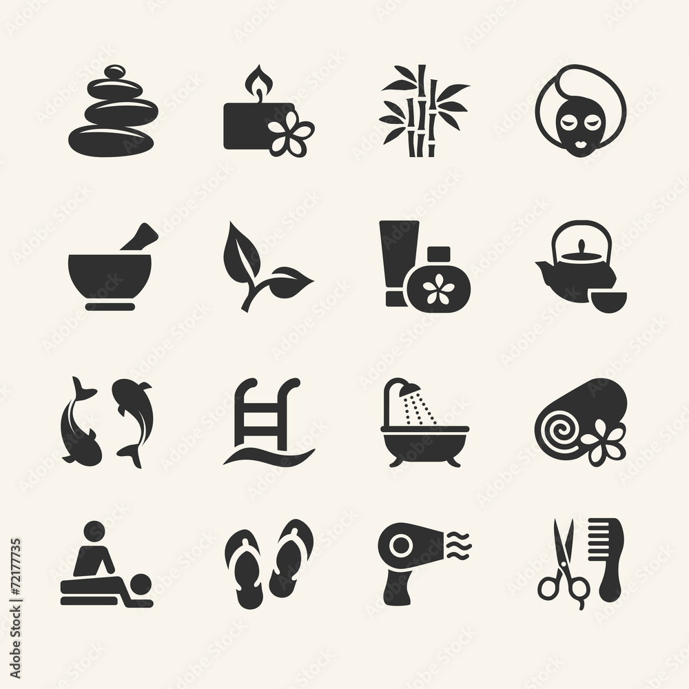 Spa icons set, stock vector Stock Vector | Adobe Stock