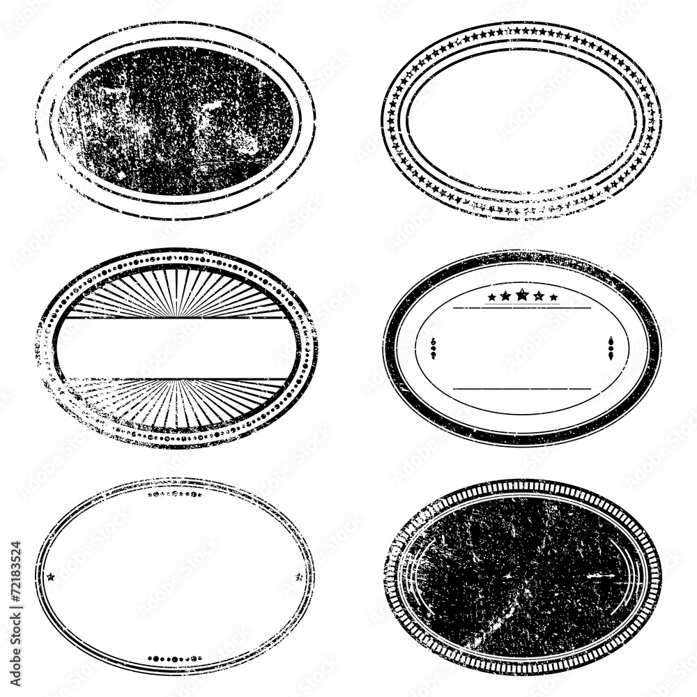 Grunge Oval Stamp Set Stock Vector | Adobe Stock
