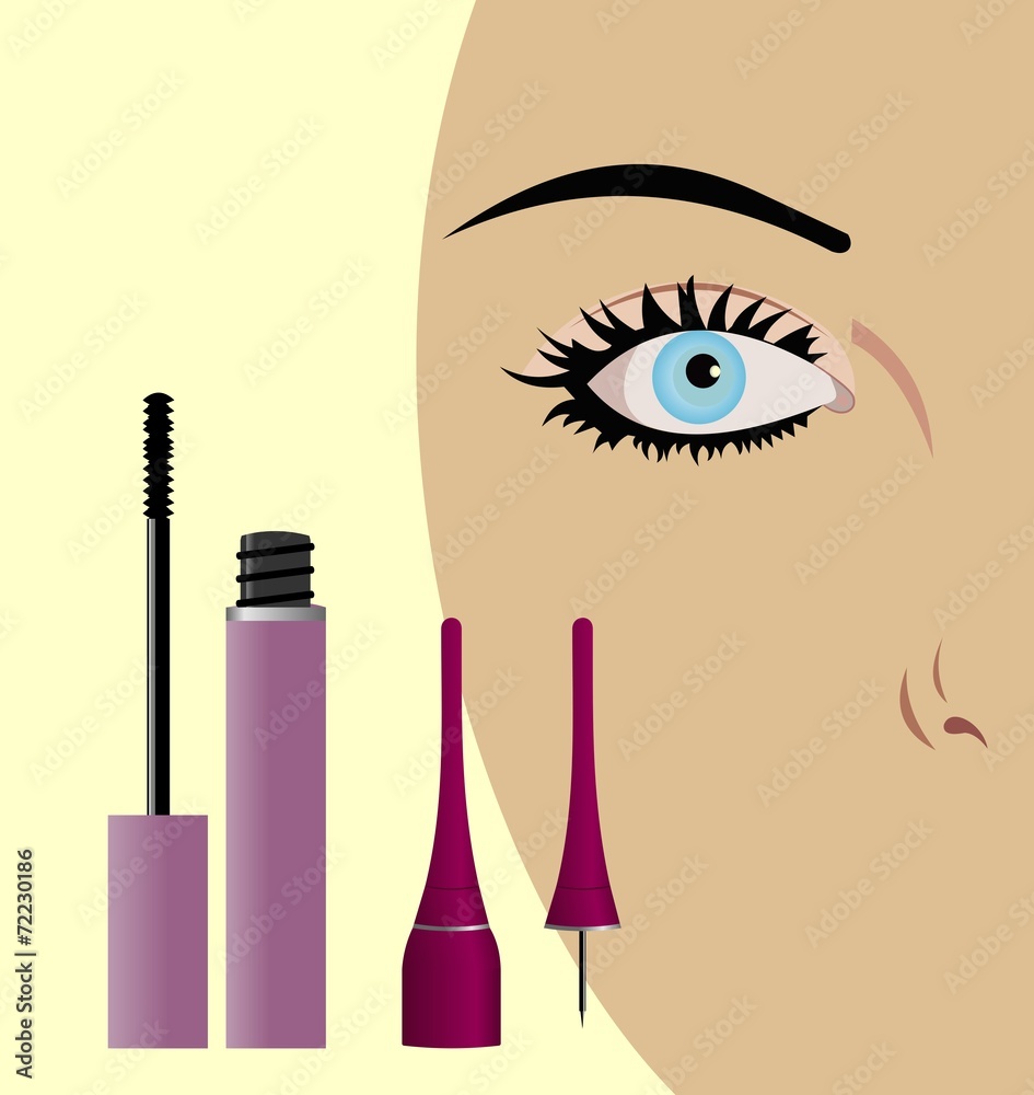 Close-up of a female eye with mascara being applied Stock Illustration ...