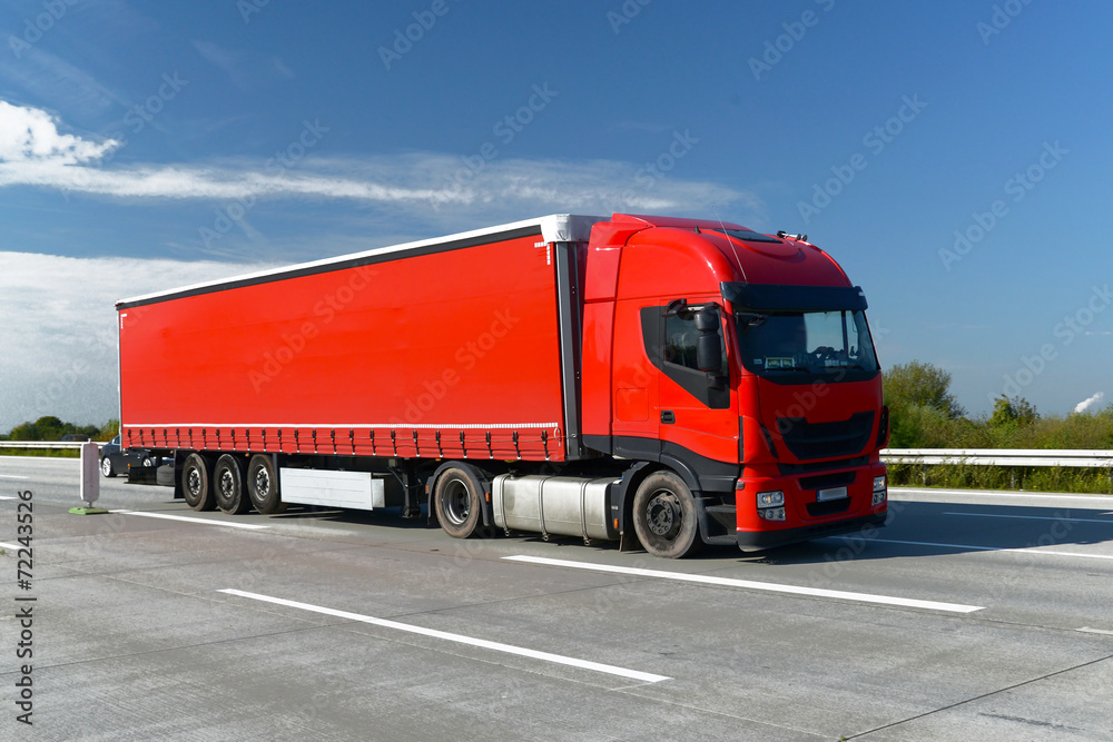 LKW auf Autobahn // Truck on highway Stock-Foto | Adobe Stock