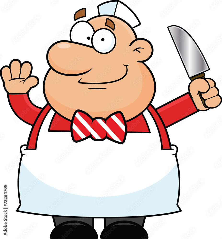 Cartoon Butcher Happy Stock Vector | Adobe Stock