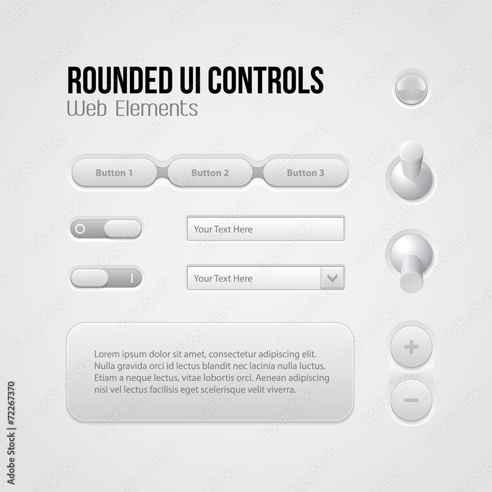 Rounded Light UI Controls Web Elements: Menu, Navigation Stock Vector ... Rounded Light UI Controls Web Elements: Menu, Navigation Stock Vector ...