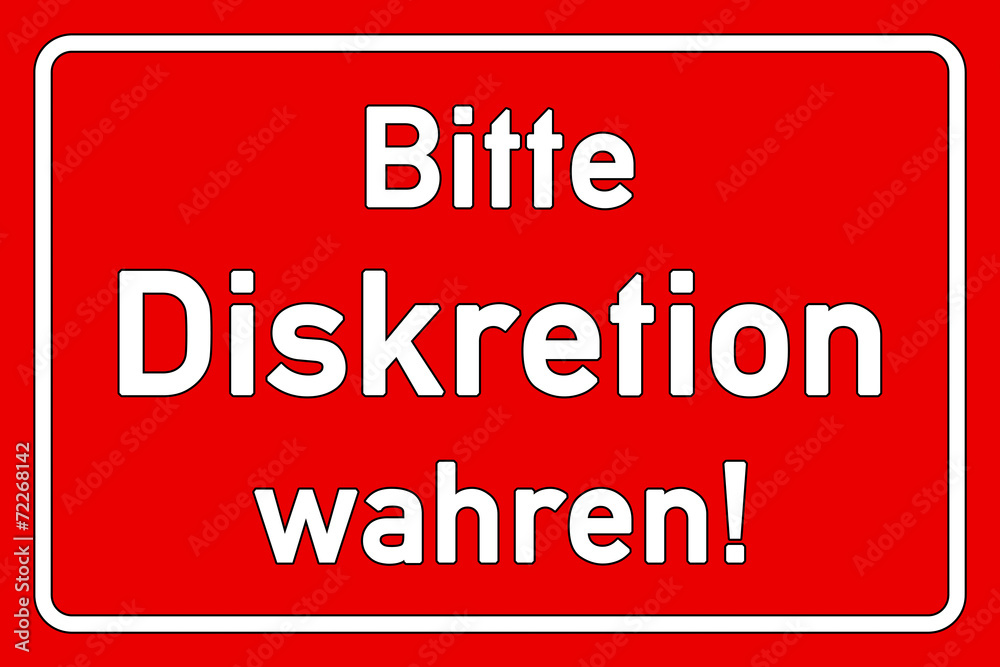 ds4 DiskretionSchild ds-v1 Bitte Diskretion wahren - rot g2342 Stock ...