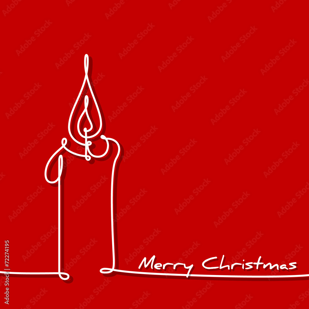 Vector christmas card - continuous line drawing Stock Vector | Adobe Stock