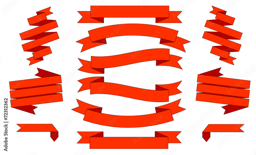 Big Red Ribbons Set, Isolated On White Background, Vector Stock Vector ...