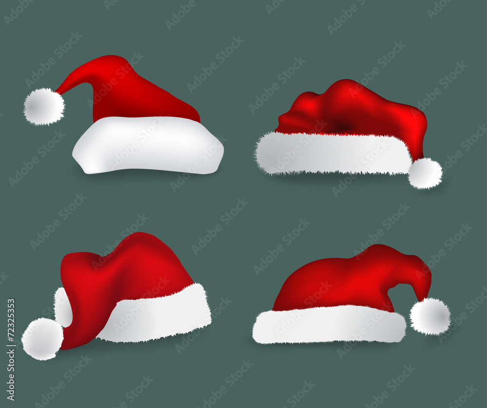 Various Christmas caps. Vector collection Stock Vector | Adobe Stock