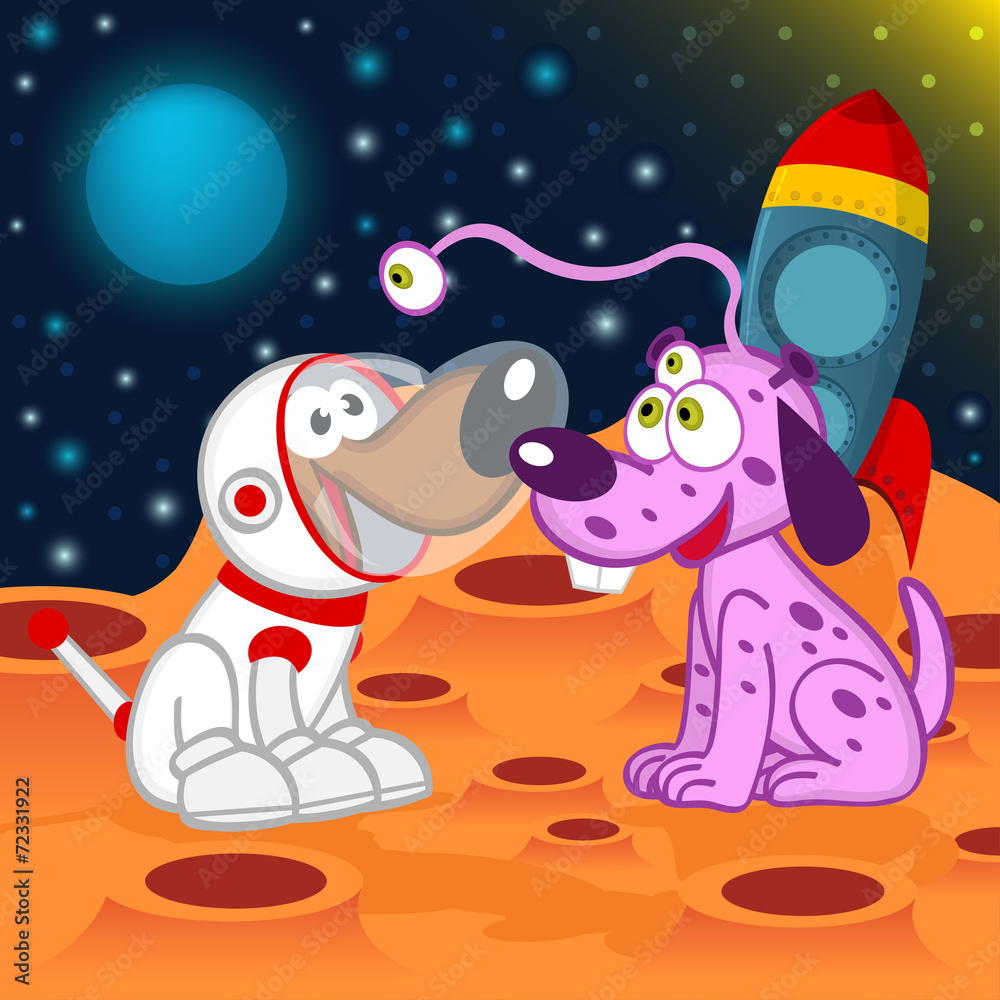dog astronaut and alien - vector illustration, eps Stock Vector | Adobe ...