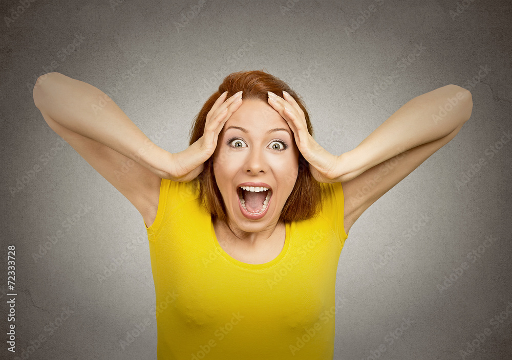 Surprised woman with stunned face expression open mouth Stock Photo ...