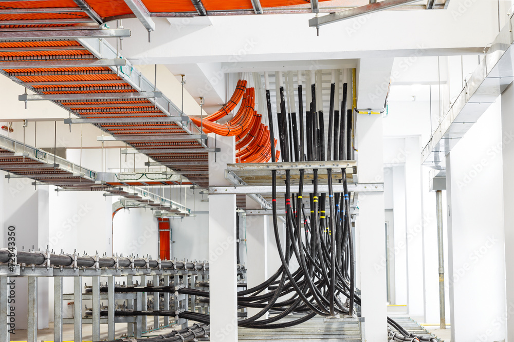 Electrical wire way in power station Stock Photo | Adobe Stock