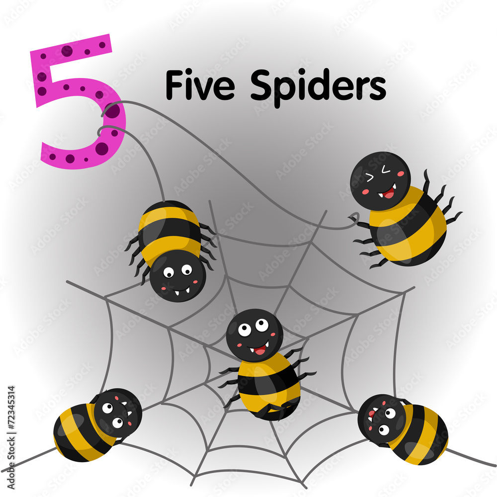 Illustrator of number five spiders Stock Vector | Adobe Stock
