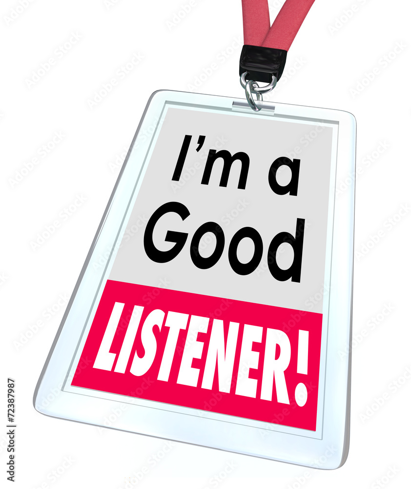 Good Listener Employee Badge Name Tag Customer Service Stock ...