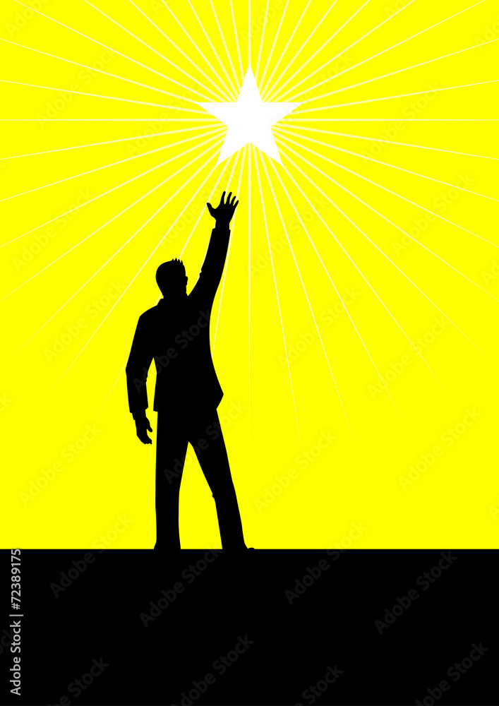 Symbol of a male figure reaching out for the star Stock Vector | Adobe ...