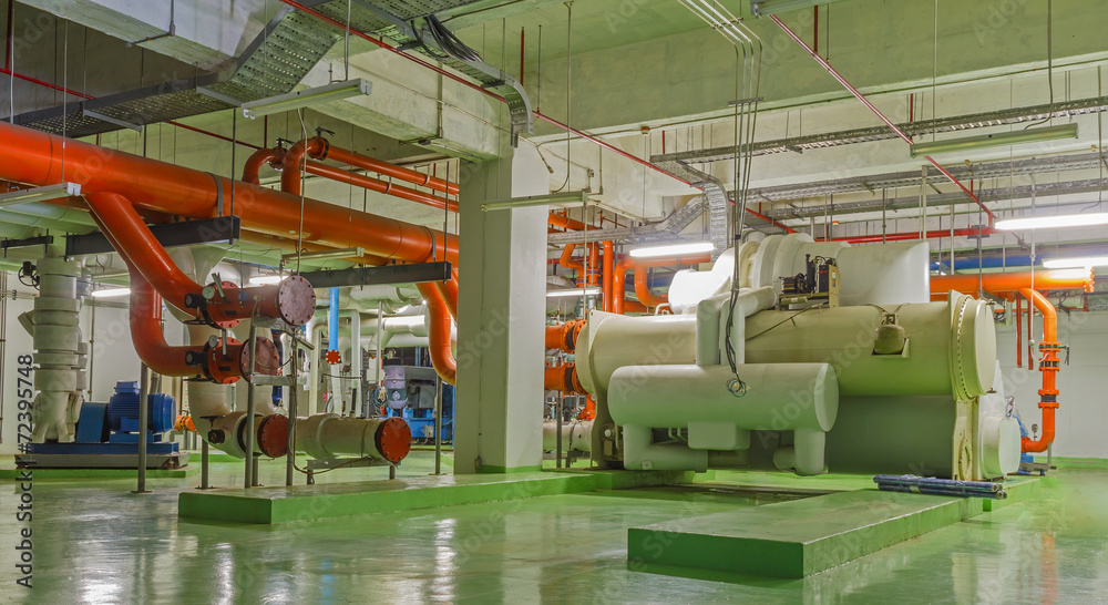 Fire alarm with fighting system and chiller Stock Photo | Adobe Stock