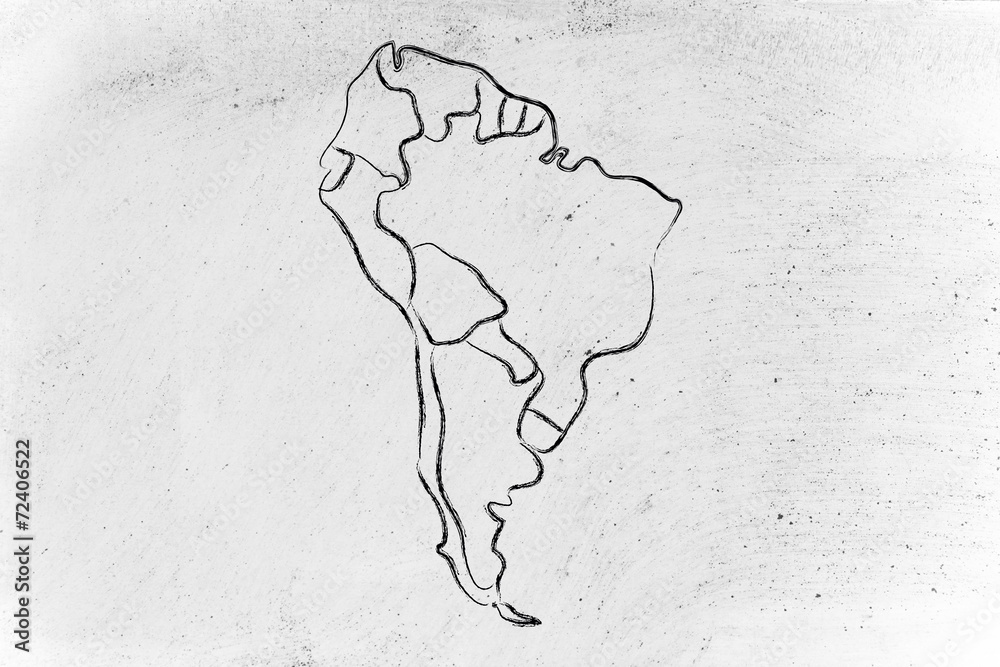 world map and continents: borders and states of South America Stock ...