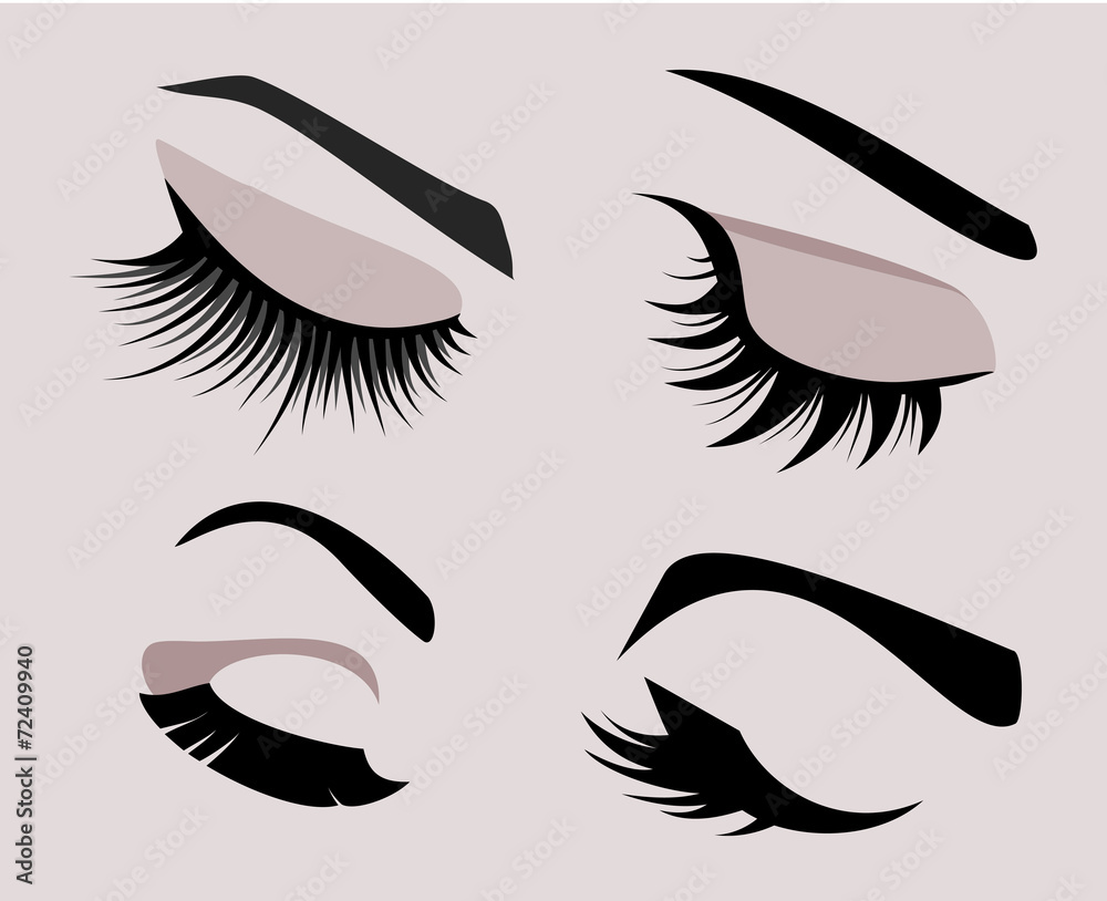 Beautiful female closed eyes set Stock Vector | Adobe Stock