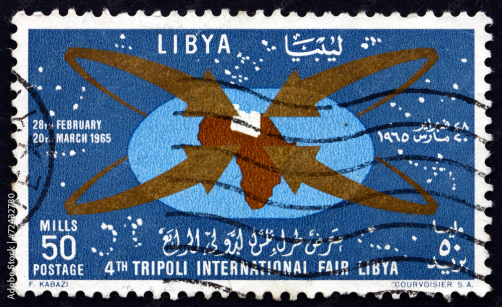 Postage stamp Libya 1965 Map of Africa with Libya Stock Photo | Adobe Stock